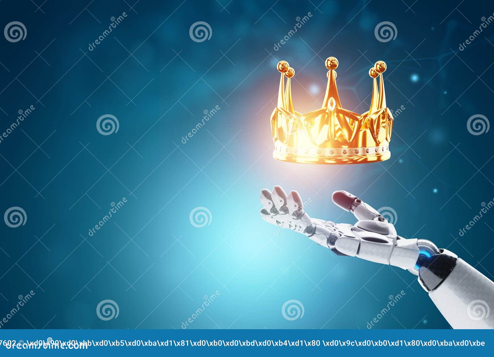 Above the Robot Arm is a Golden Crown. Artificial Intelligence Drives ...