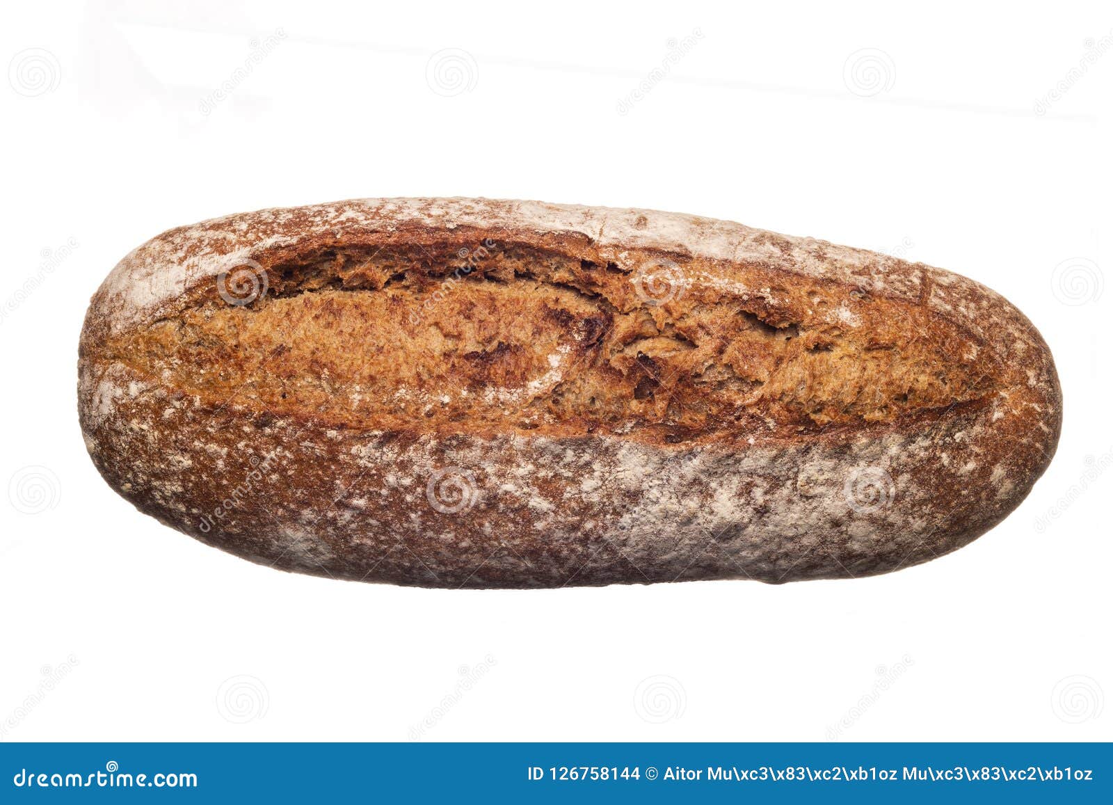 Rustic Bread from Above Isolated on White Background Stock Photo ...