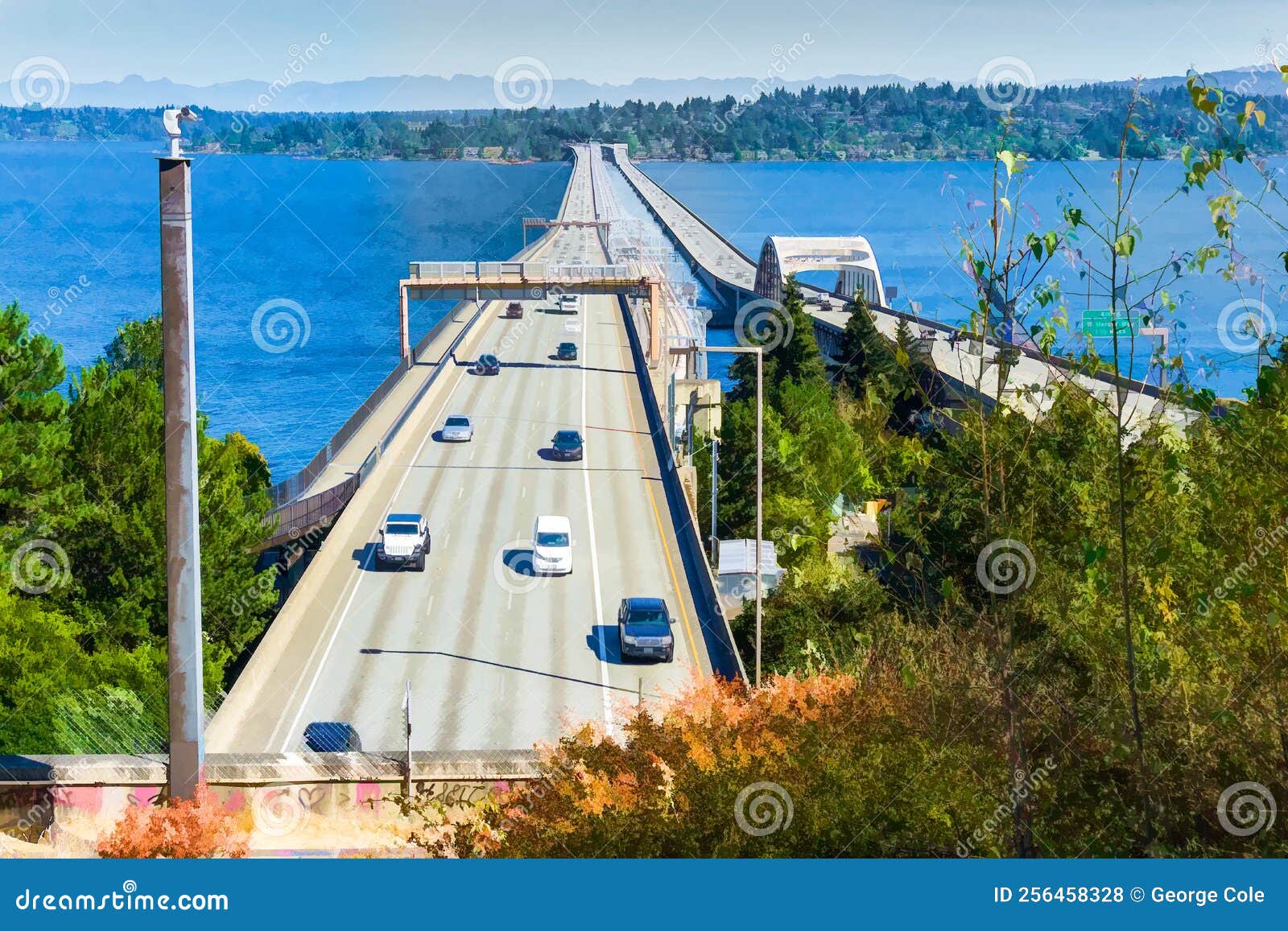 Above Seattle Bridges Illustration Stock Photo - Image of bridges ...