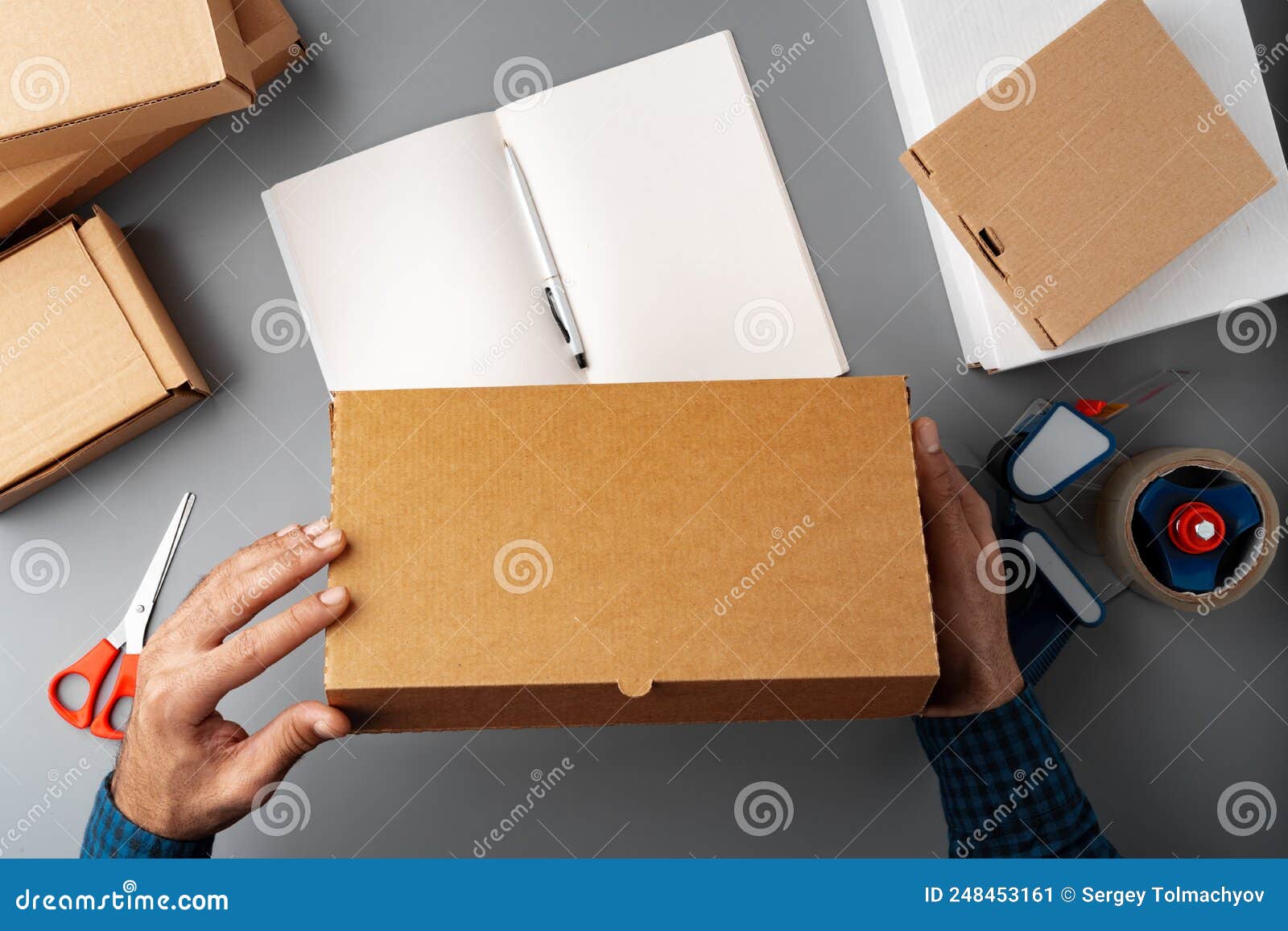 Above Table Top View of Warehouse Preparing Post Courier Delivery ...