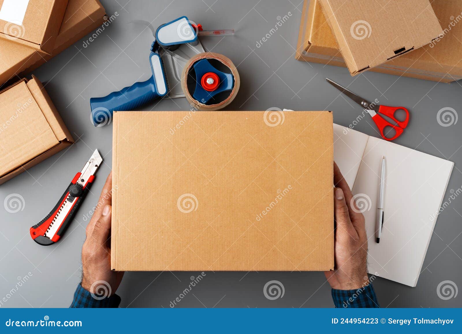 Above Table Top View of Warehouse Preparing Post Courier Delivery ...