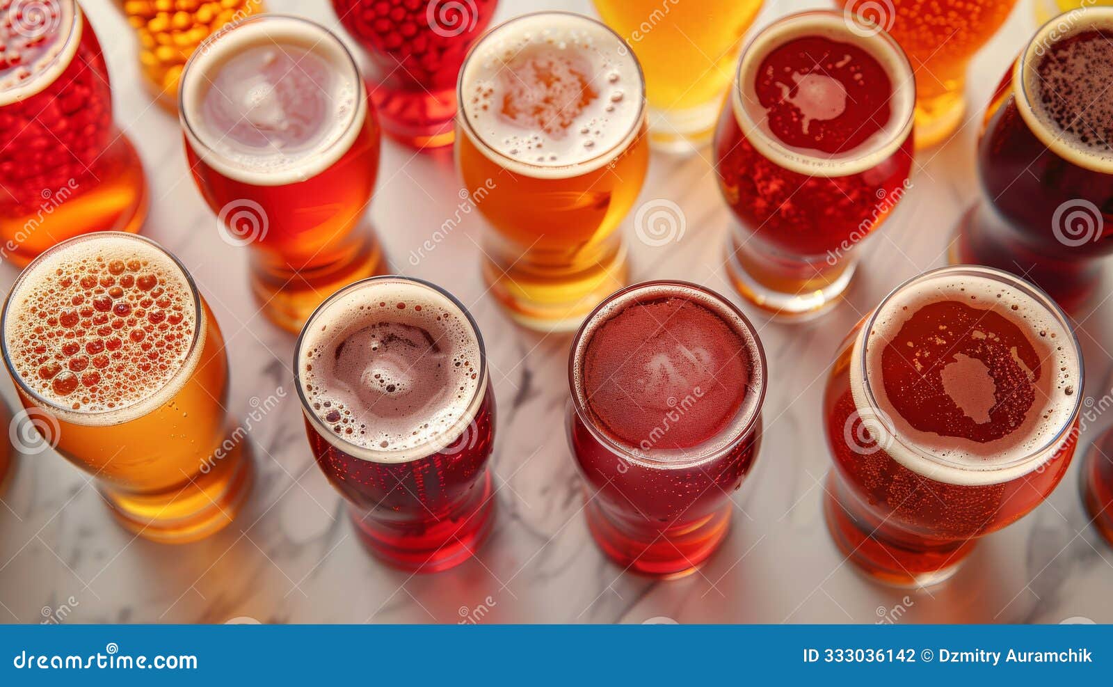 From Above, a Top-down View of Different Types of Beer Stock Photo ...