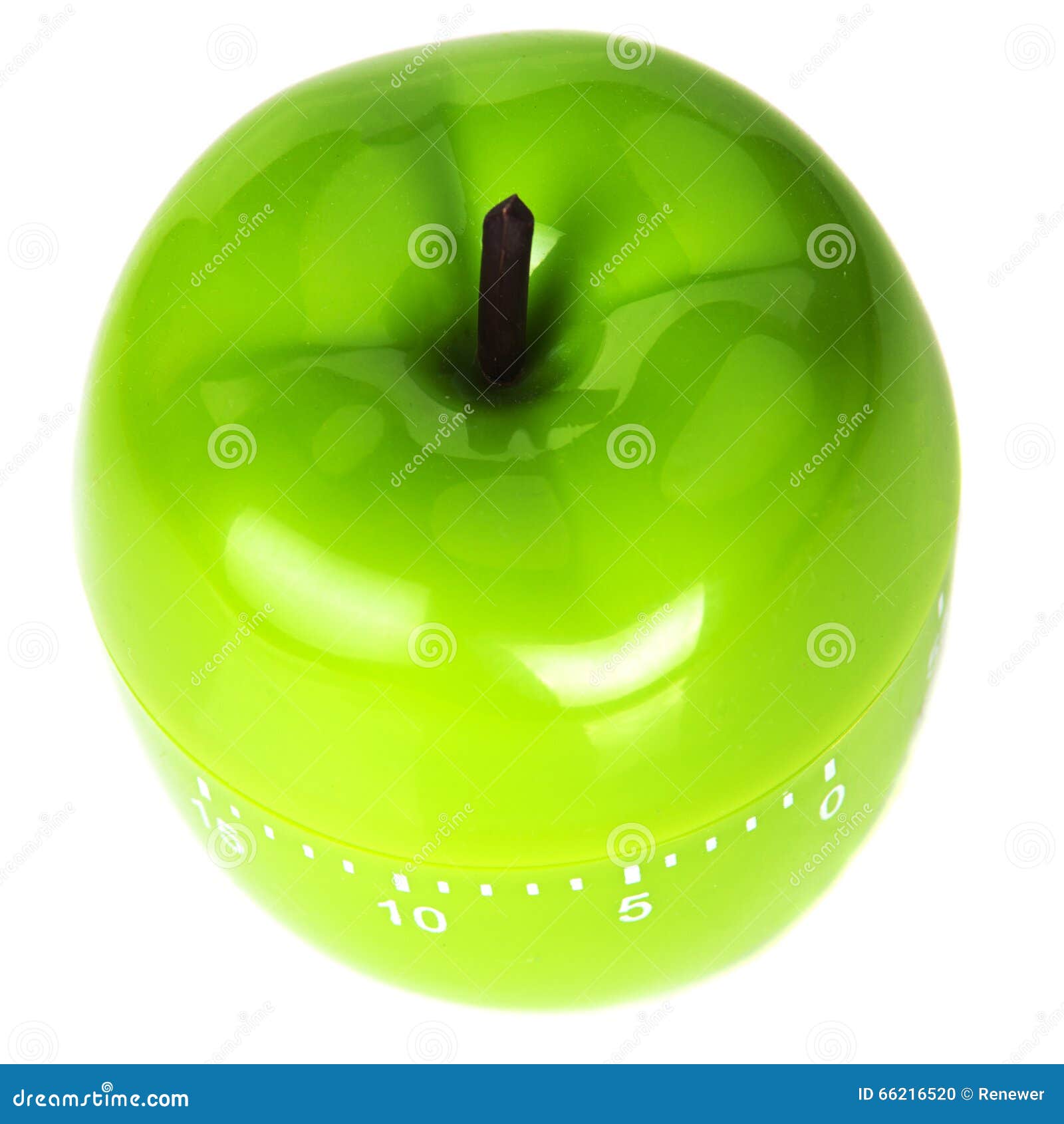 Above View of Apple Shaped Green Timer on White Stock Photo - Image of ...
