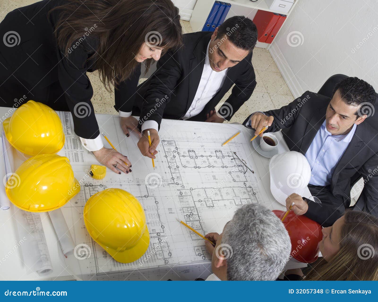 Above View of Architects Sitting at the Table Stock Photo - Image of ...