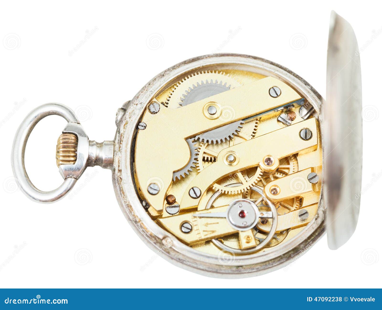 Above View of Brass Clockwork Retro Silver Watch Stock Photo - Image of ...
