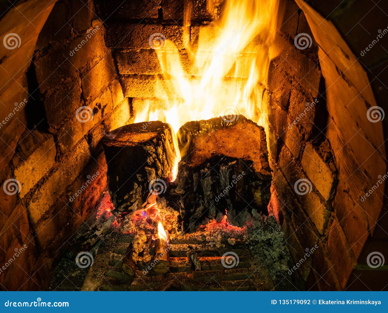 Above View of Burning Firewood in Fireplace Stock Photo - Image of ...