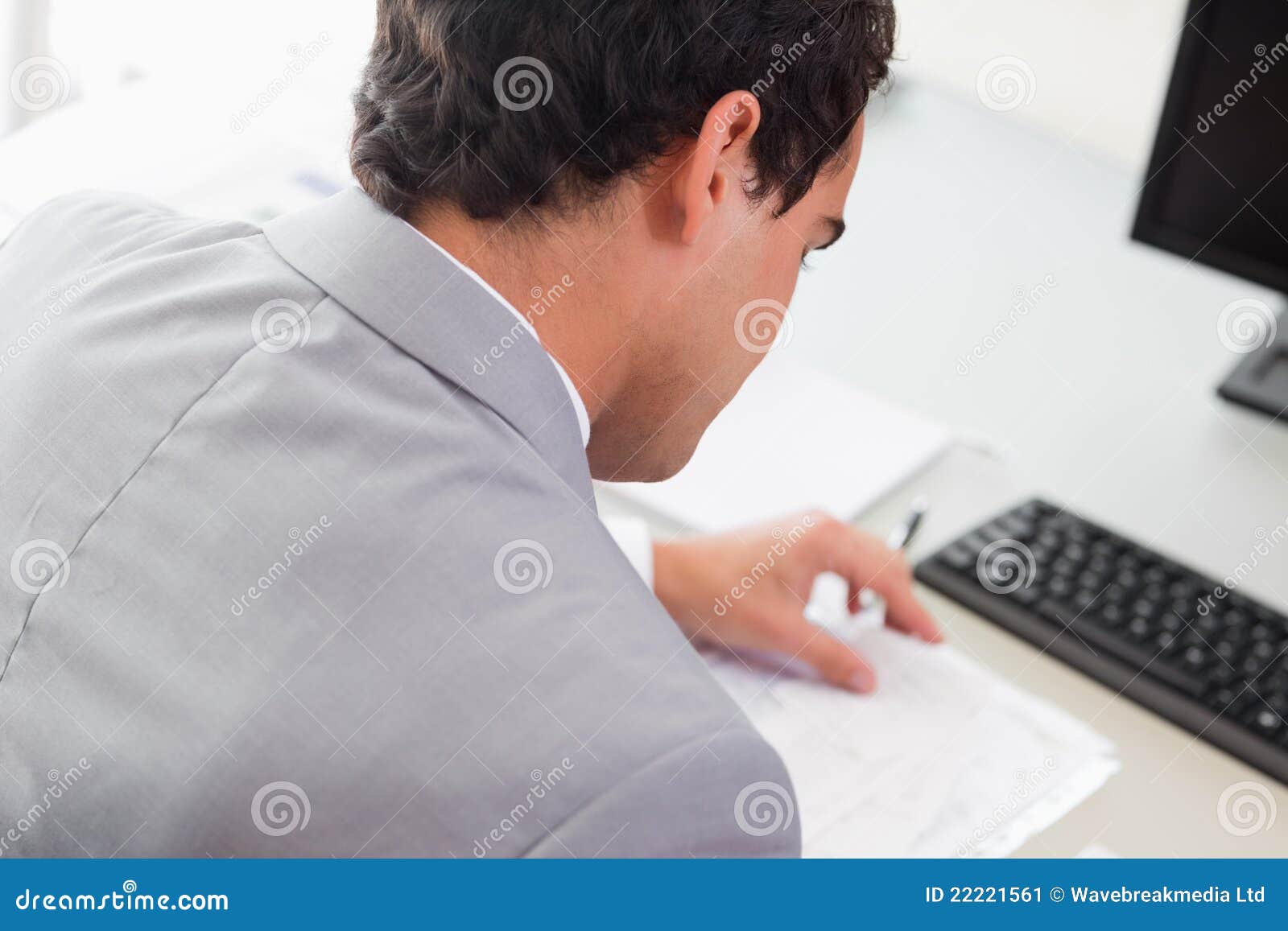 Above View of Businessman Doing Paper Work Stock Image - Image of work ...