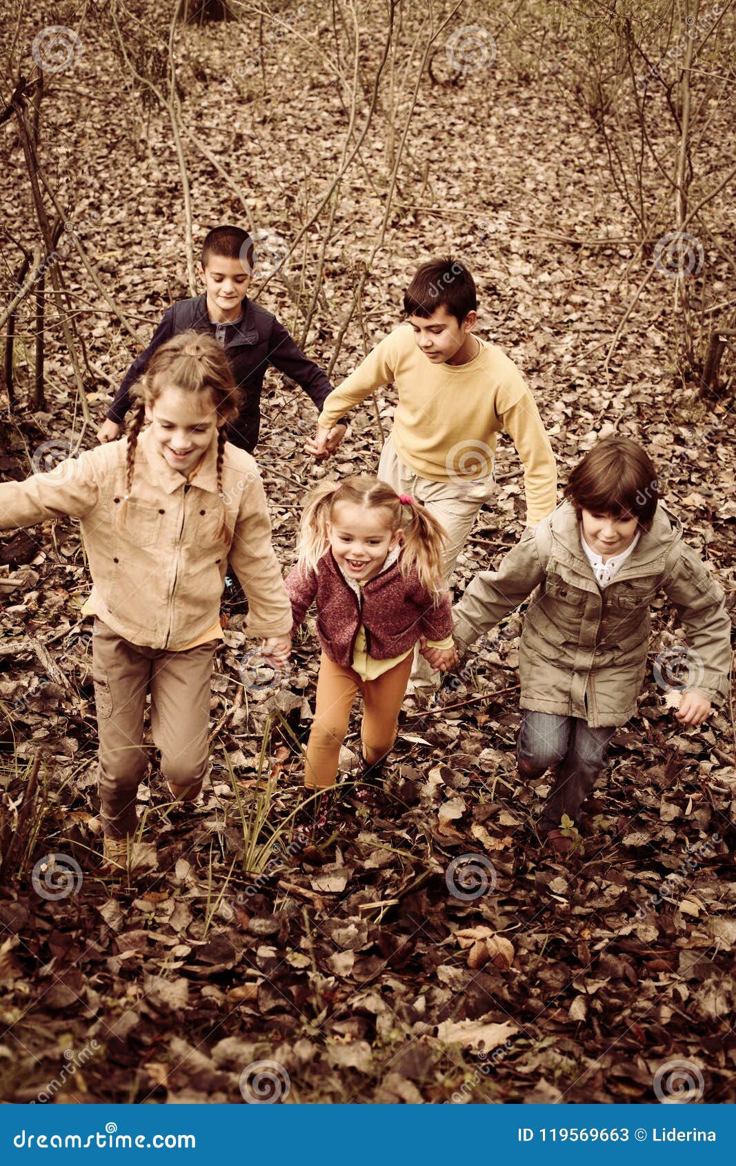 Children Running Together in a Park. Stock Image - Image of colorful ...