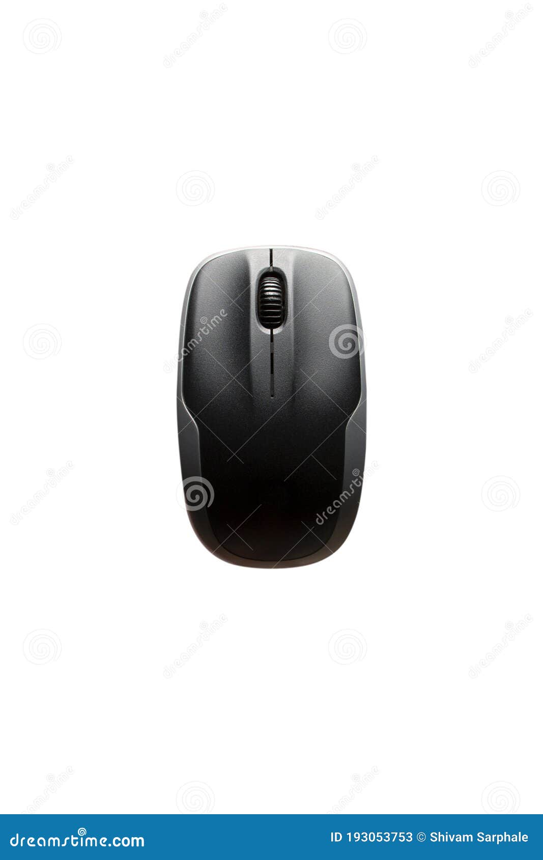 Above View of Computer Mouse on White Background. Black and Grey ...