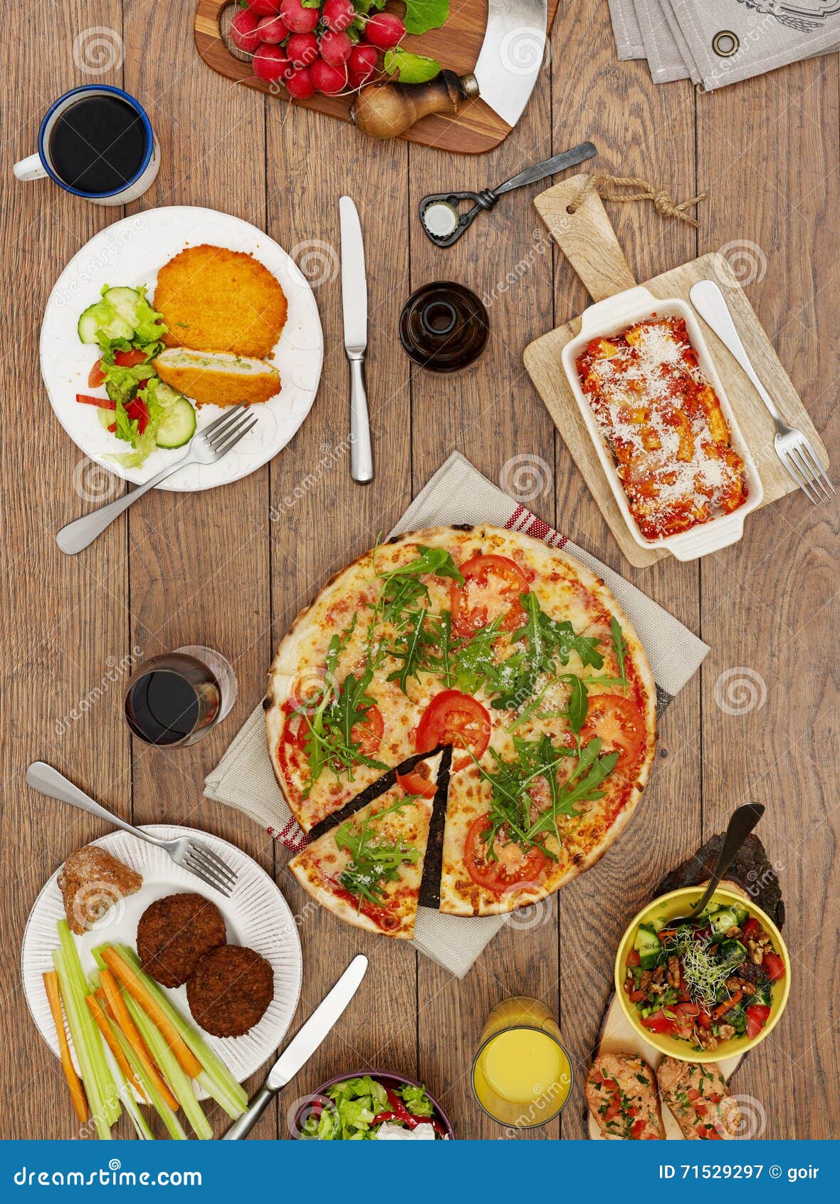 Above view of dinner table stock image. Image of homemade - 71529297