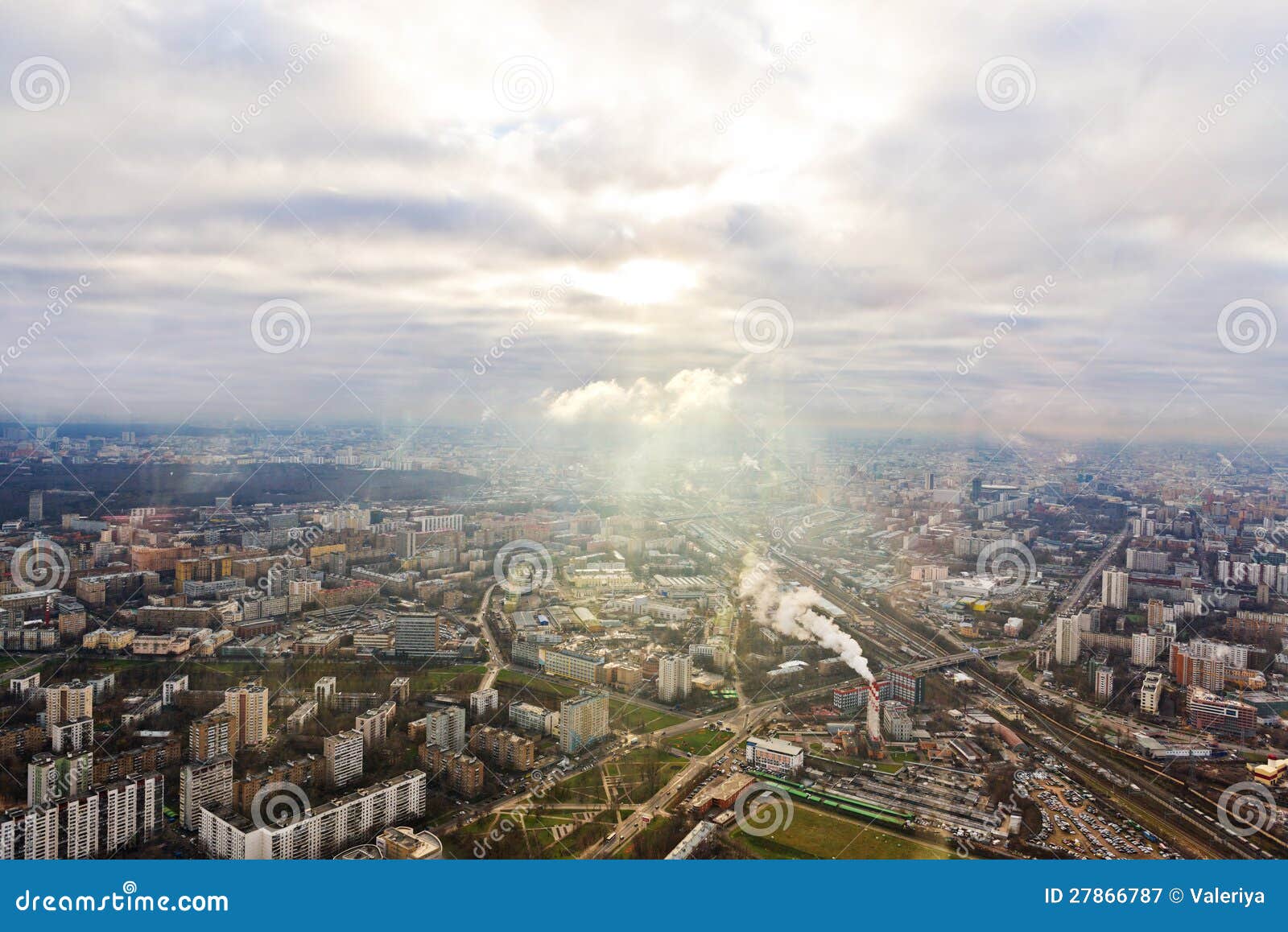 Above View Moscow Cityscape and Blue Clouds Stock Image - Image of ...