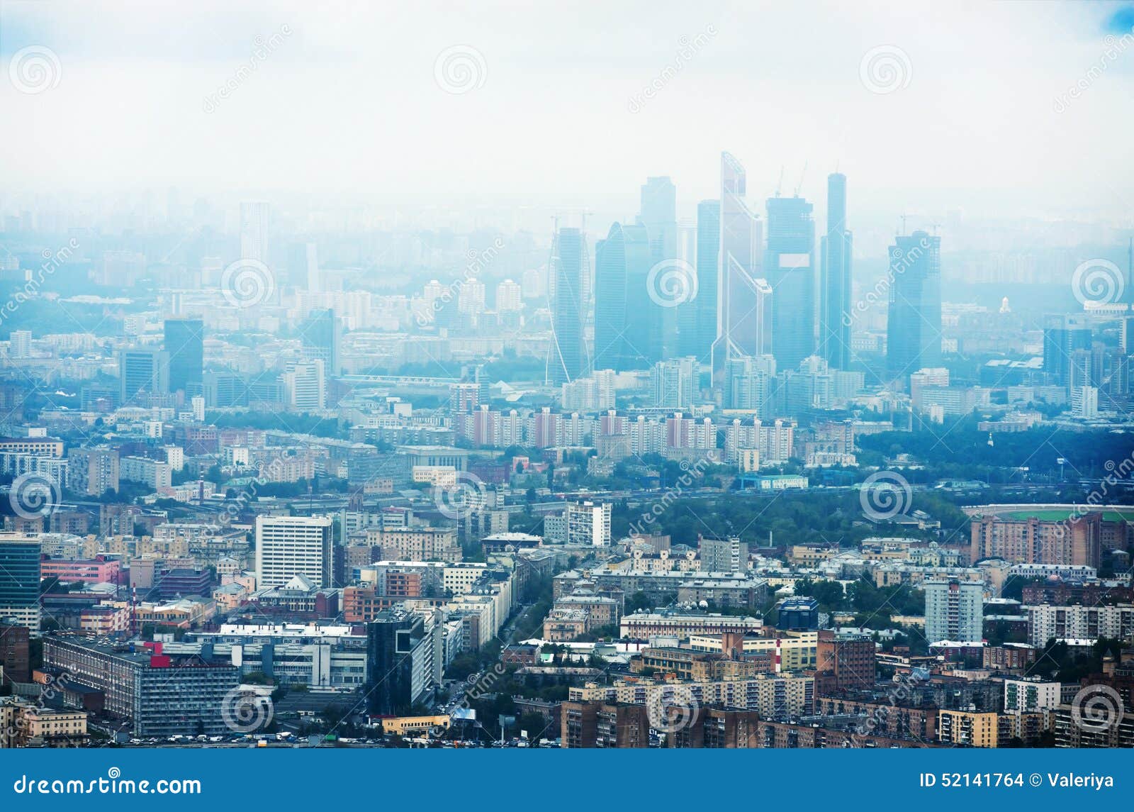 Above View Moscow Cityscape Stock Photo - Image of real, overcast: 52141764