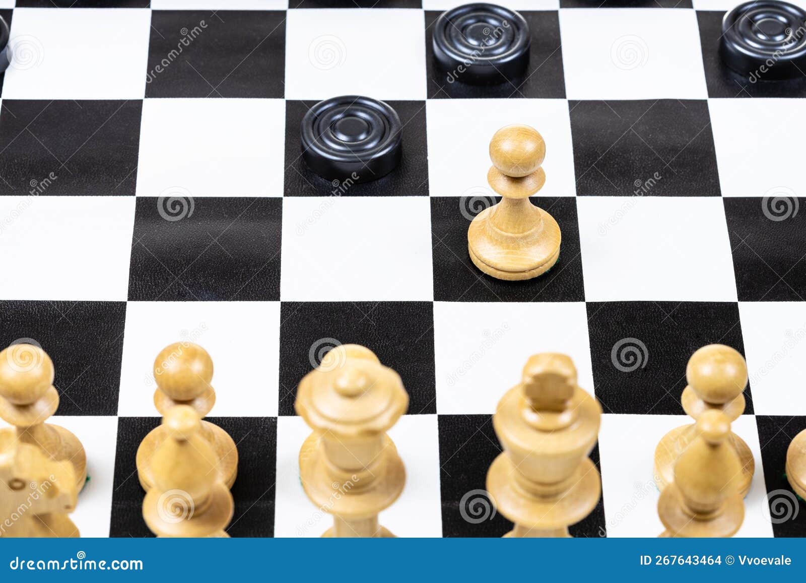 Above View of Pawn and Checkers Piece Move Closeup Stock Photo - Image ...