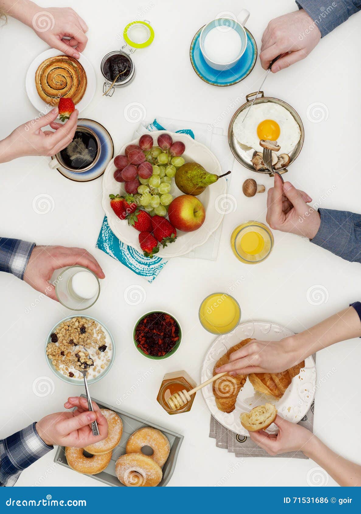 Above View of People Eating Stock Photo - Image of abundance, family ...