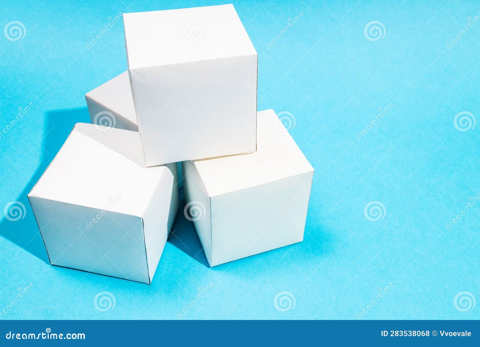 Above View of Several Hand-crafted Cubes on Blue Stock Photo - Image of ...