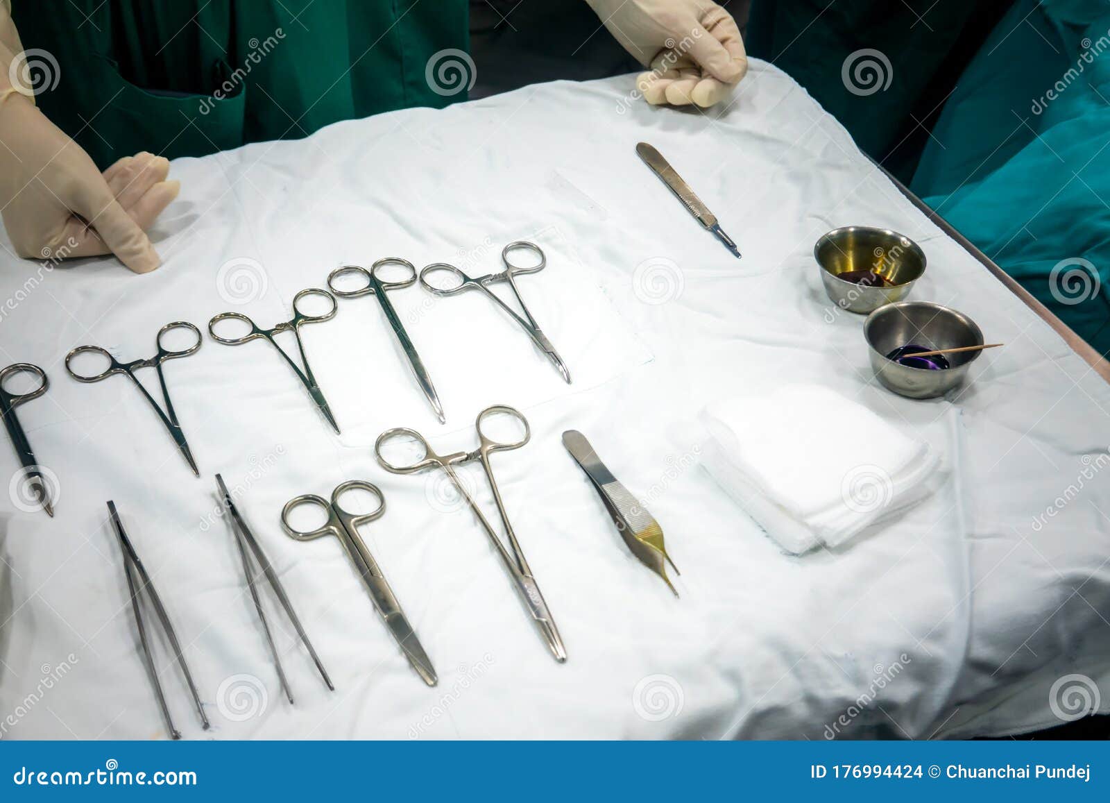 Above View on Surgical Scissors in Operation Room Stock Photo - Image ...