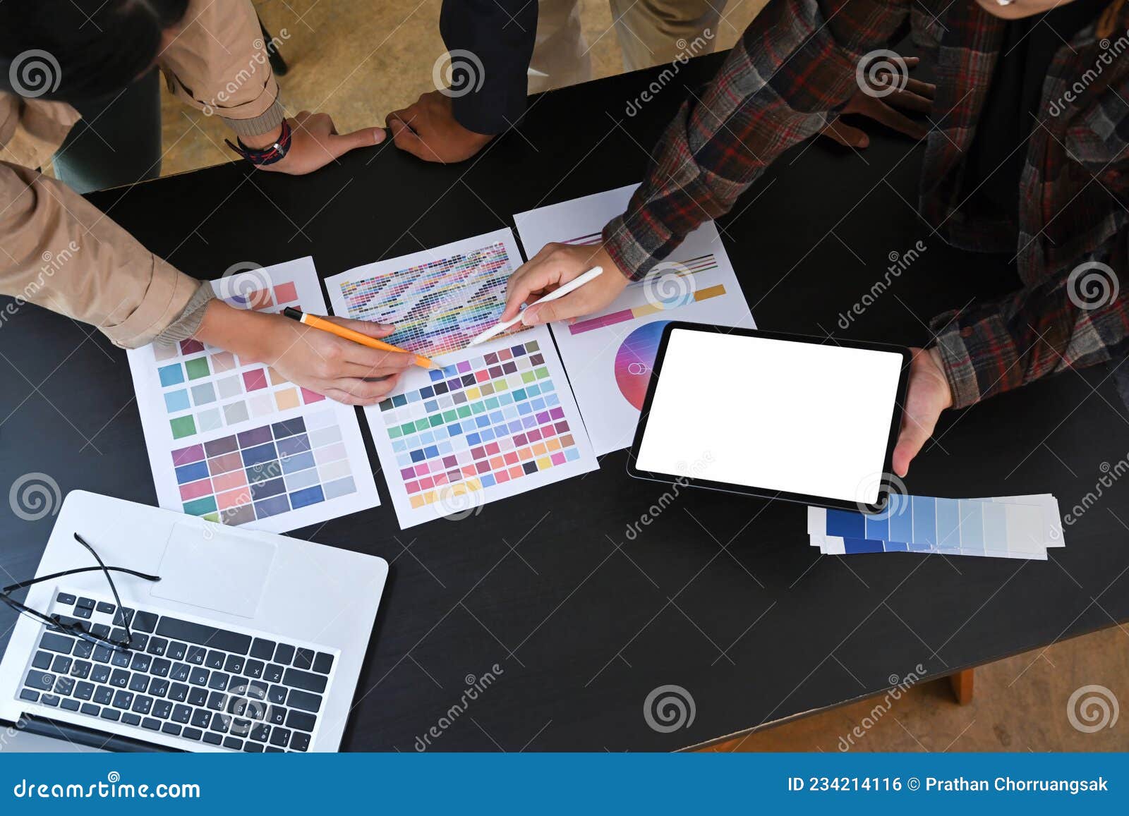 Team of Creative Designer Working with Color Chart and Brainstorming ...