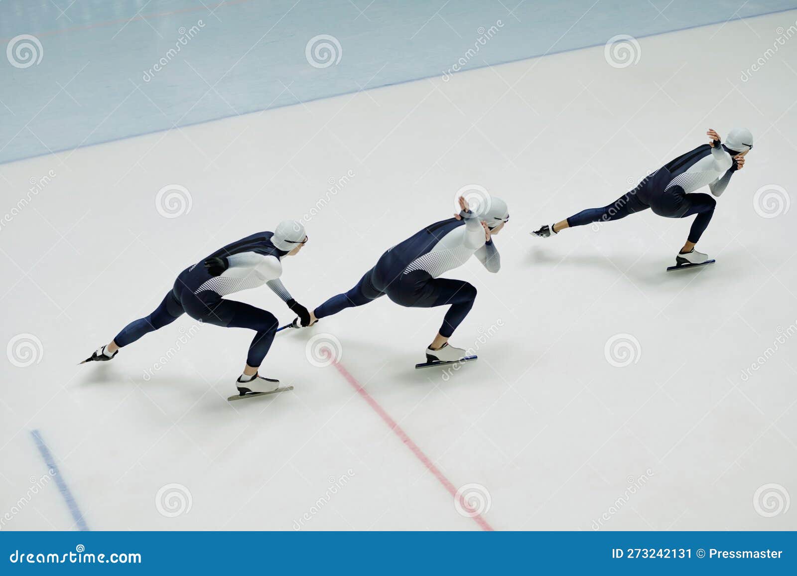 Above View of Three Young Active Athletes Bending Forwards during ...