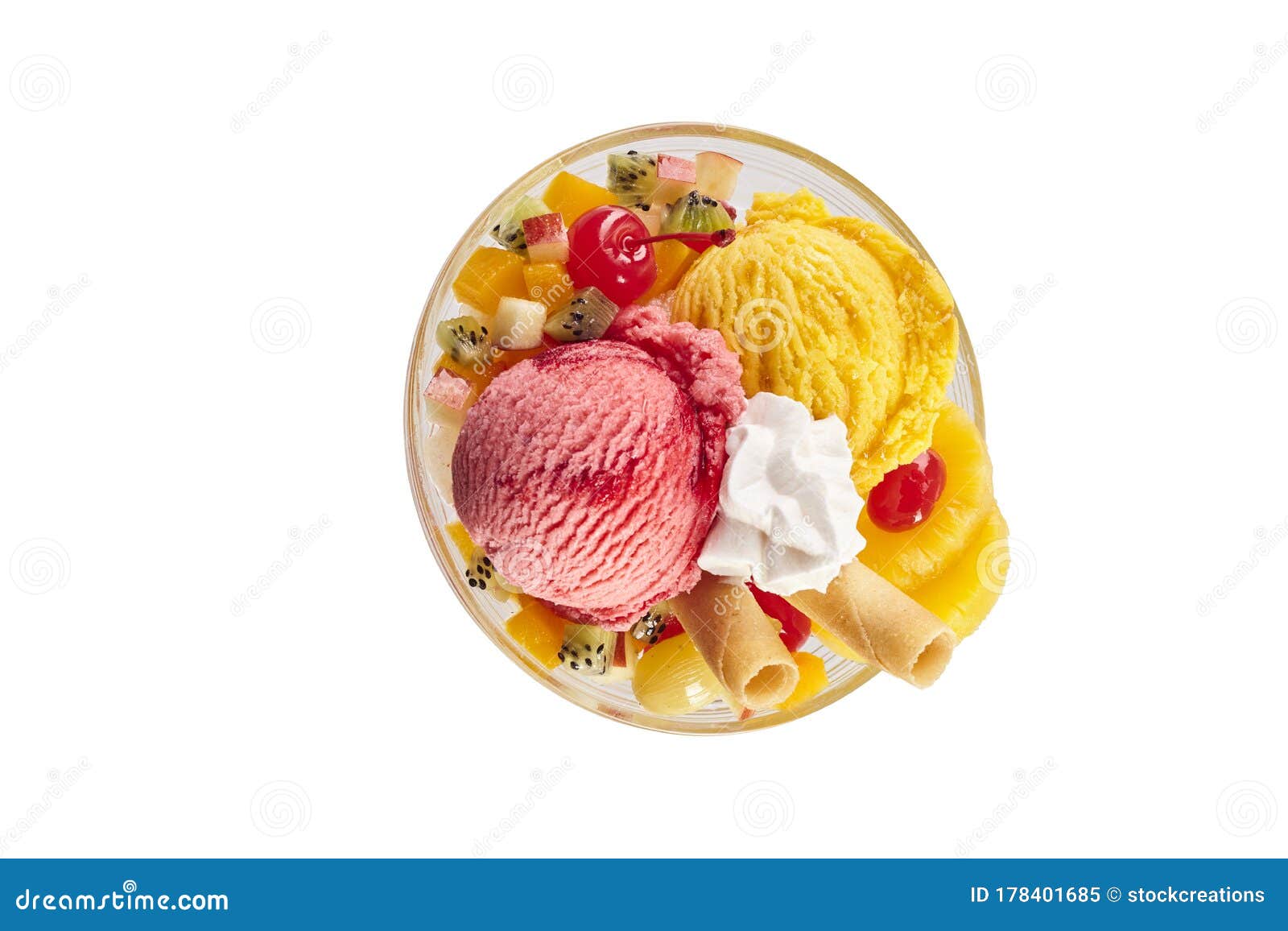 Above View of Tropical Sundae with Copy Space Stock Image - Image of ...