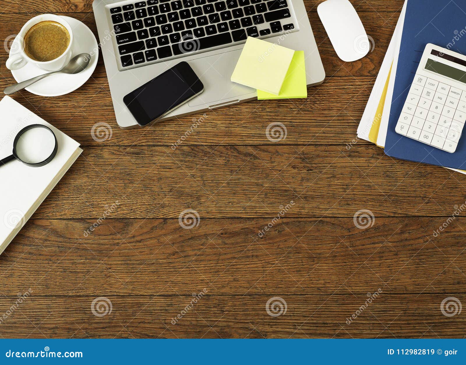Office desk from above stock image. Image of order, keyboard - 112982819