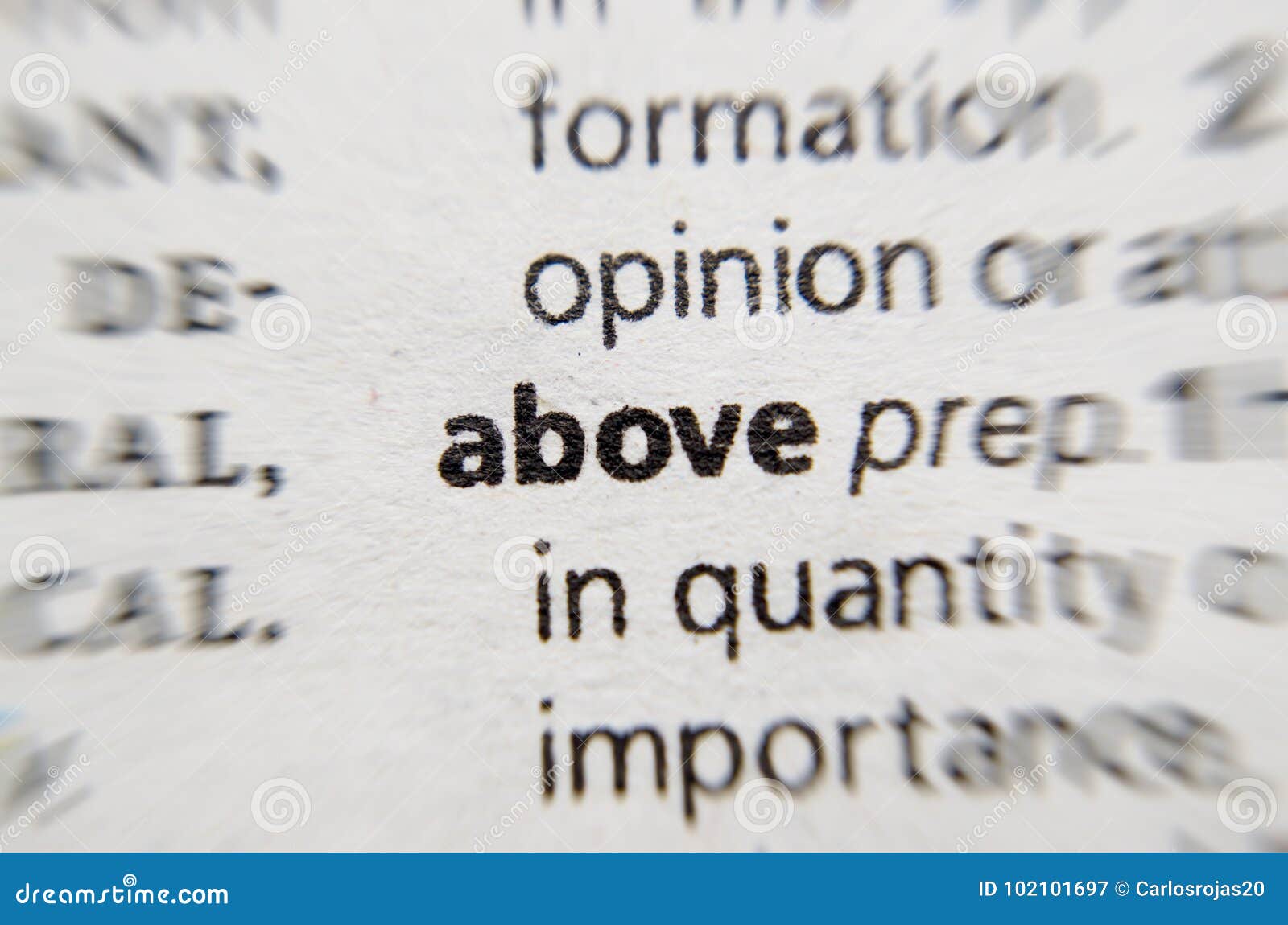 Above word stock image. Image of position, closeup, english - 102101697