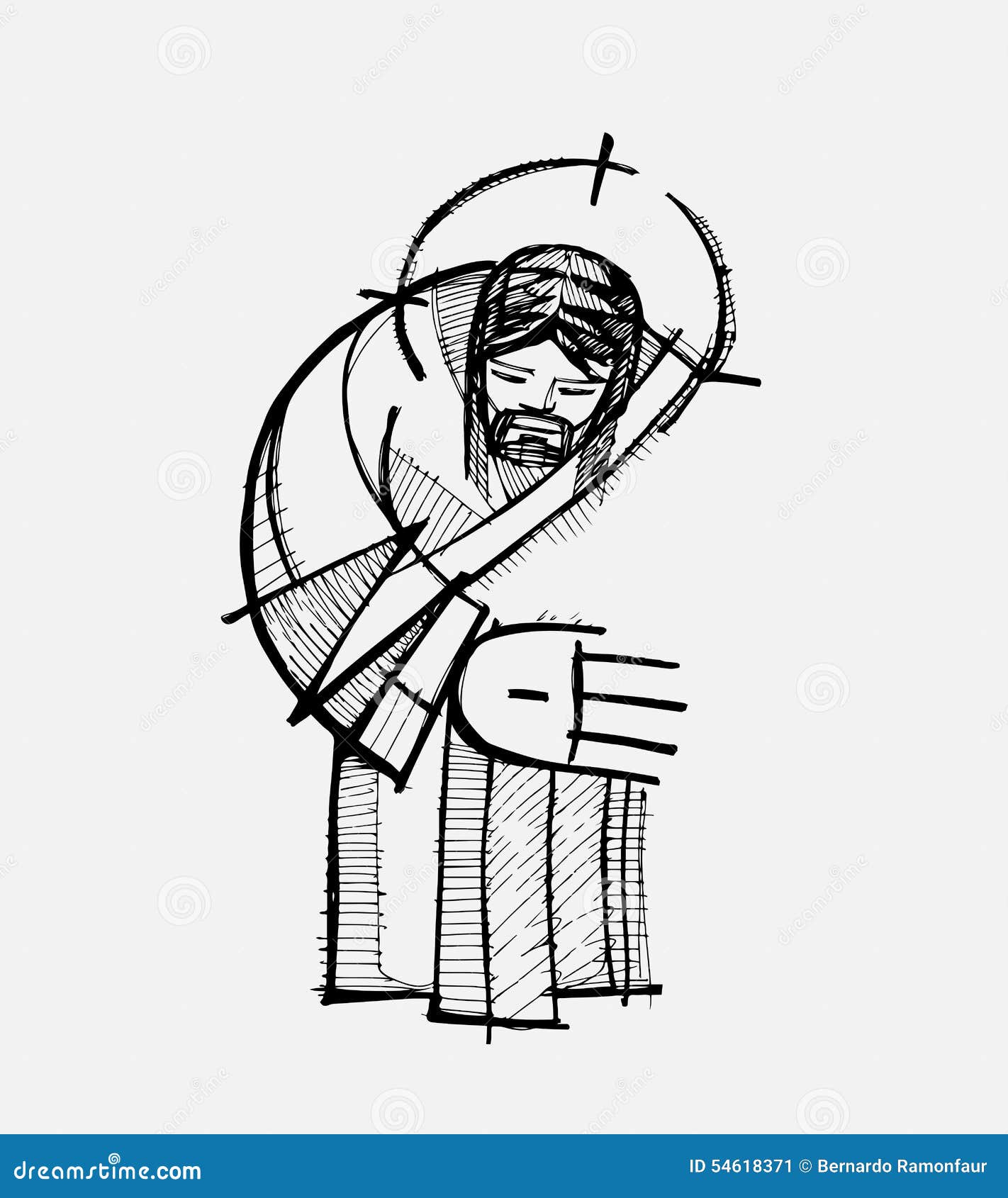 Abraço de Jesus ilustração do vetor. Ilustração de ferida - 54618371