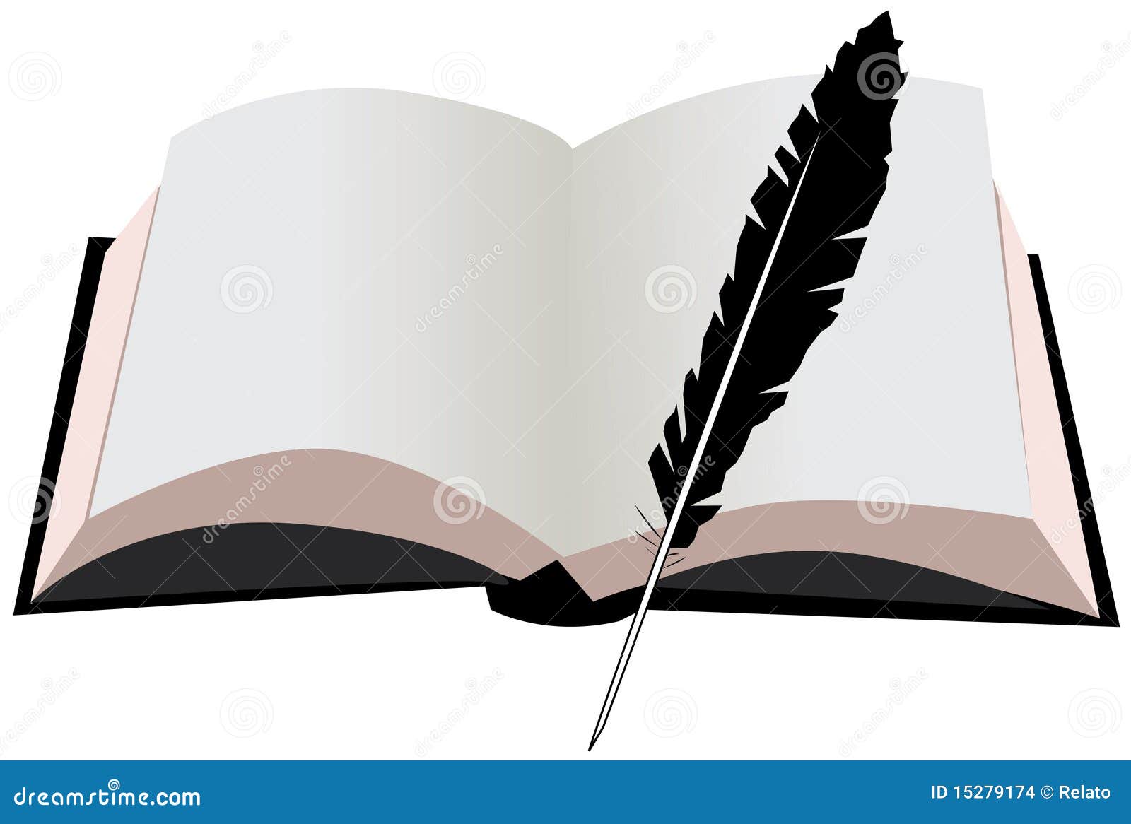 Abra el libro y una pluma ilustración del vector. Ilustración de papel ...