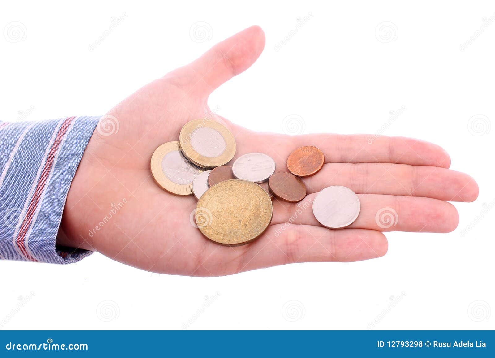 Abra La Mano Con Las Monedas Foto de archivo - Imagen de empresario ...