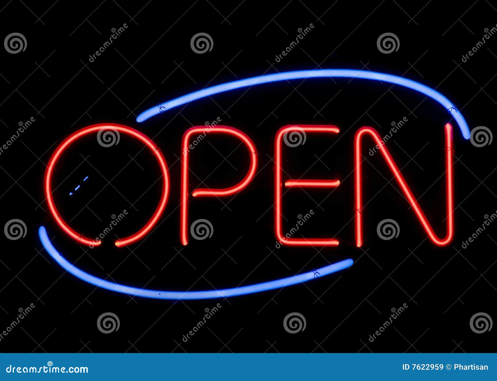 Abra la muestra de neón imagen de archivo. Imagen de abierto - 7622959