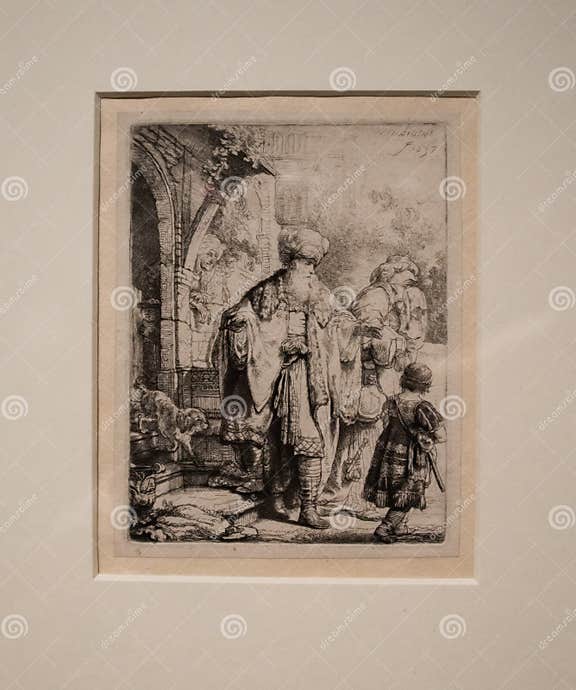 Abraham Casting Out Hagar and Ishmael from 1637 by Rembrandt Editorial ... Abraham Casting Out Hagar and Ishmael from 1637 by Rembrandt Editorial ...