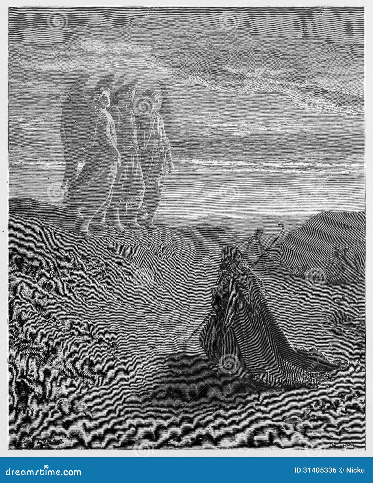 Abraham en de Drie Engelen redactionele foto. Illustration of abraham ...