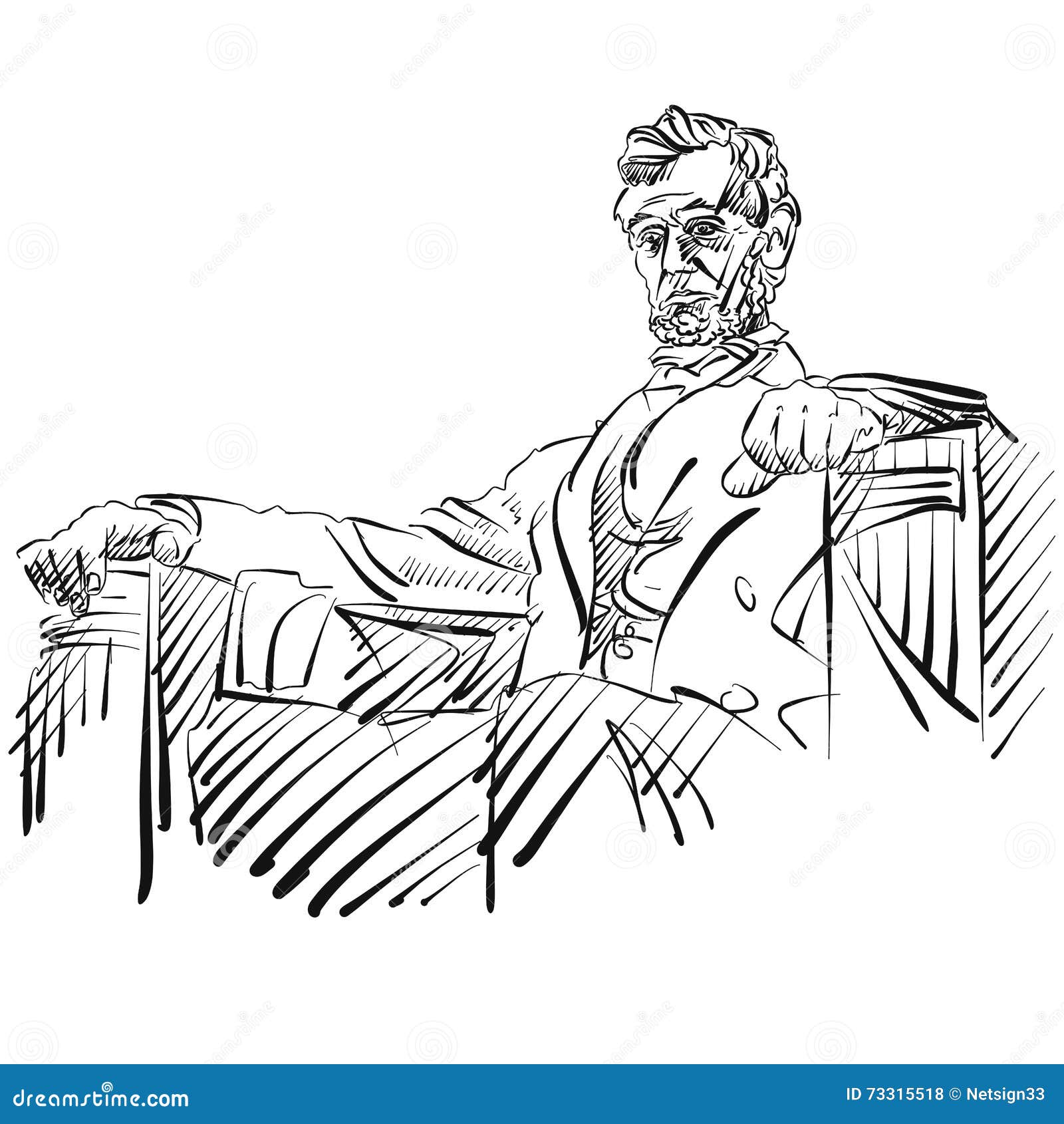 Abraham Lincoln Sketch Side View Stock Illustration - Illustration of ...