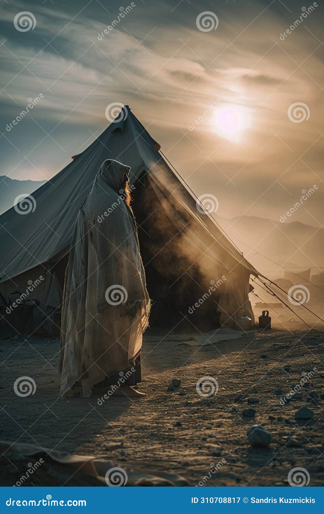 Abraham Is Standing With Stick With Looking At Long Far Road Royalty ...