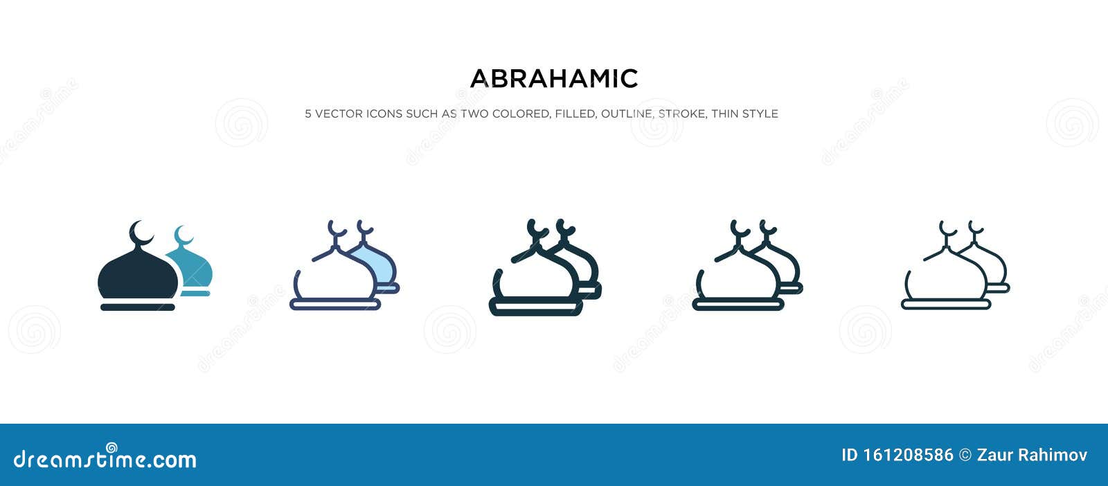 Abrahamic Icon in Different Style Vector Illustration. Two Colored and ...