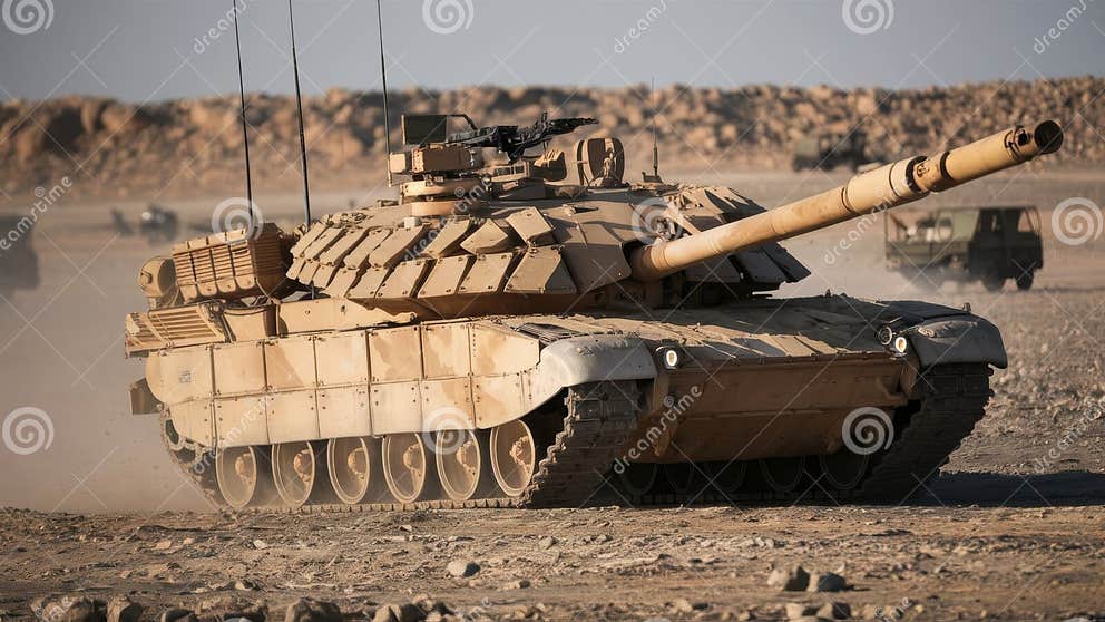 Abrams A1M1 Tank in Action during Military Polygon Exercise Stock Illustration - Illustration of ...