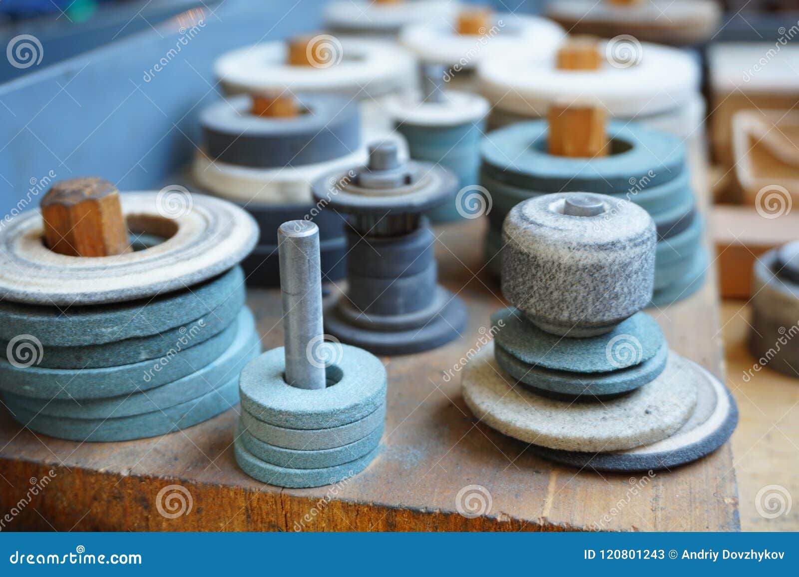 Abrasive Grinding Wheels on the Rack are Ready To Work. Stock Image ...