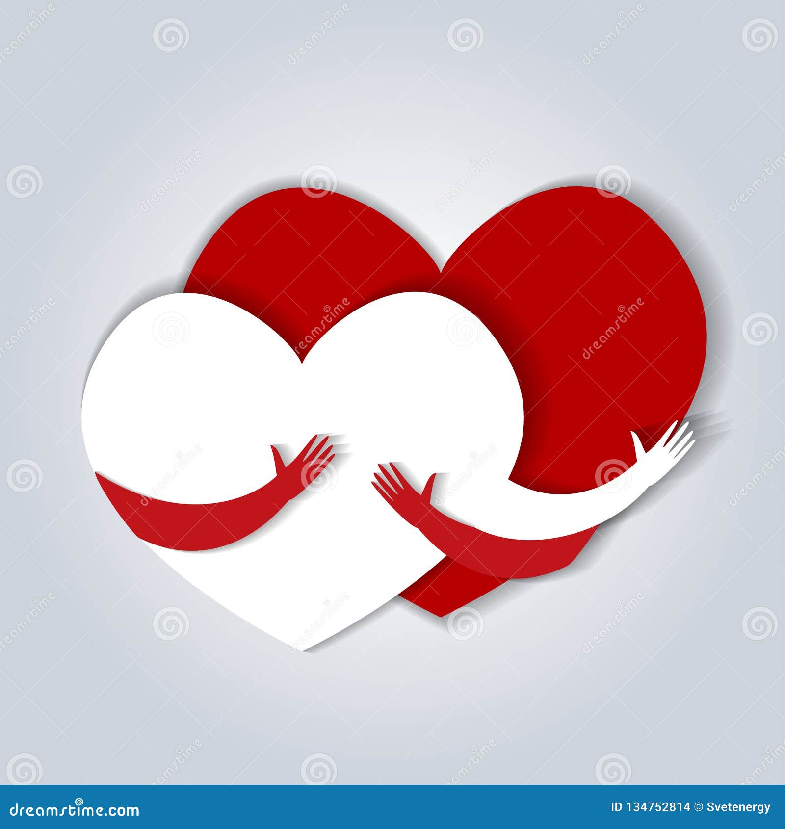 Abrazo De Dos Corazones Ejemplo Del Vector En Estilo Plano Ilustración ...