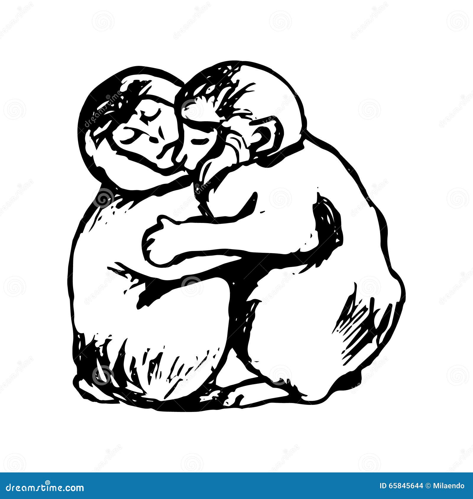 Abrazo De Los Monos (gráficos) Ilustración del Vector - Ilustración de ...