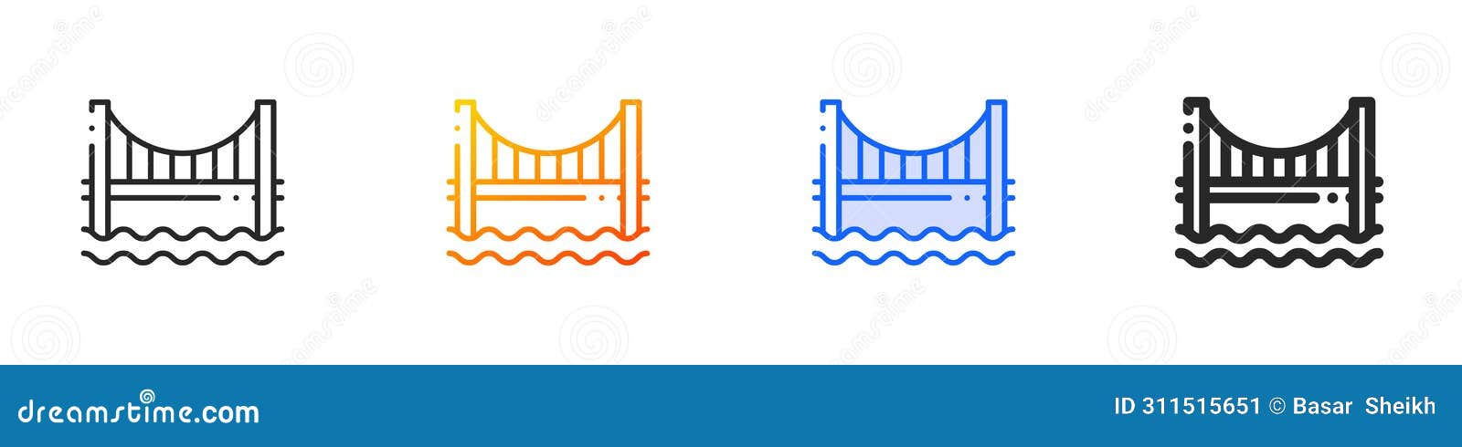 Abril Bridge Icon.Thin Linear, Gradient, Blue Stroke And Bold Style Design Isolated On White ...
