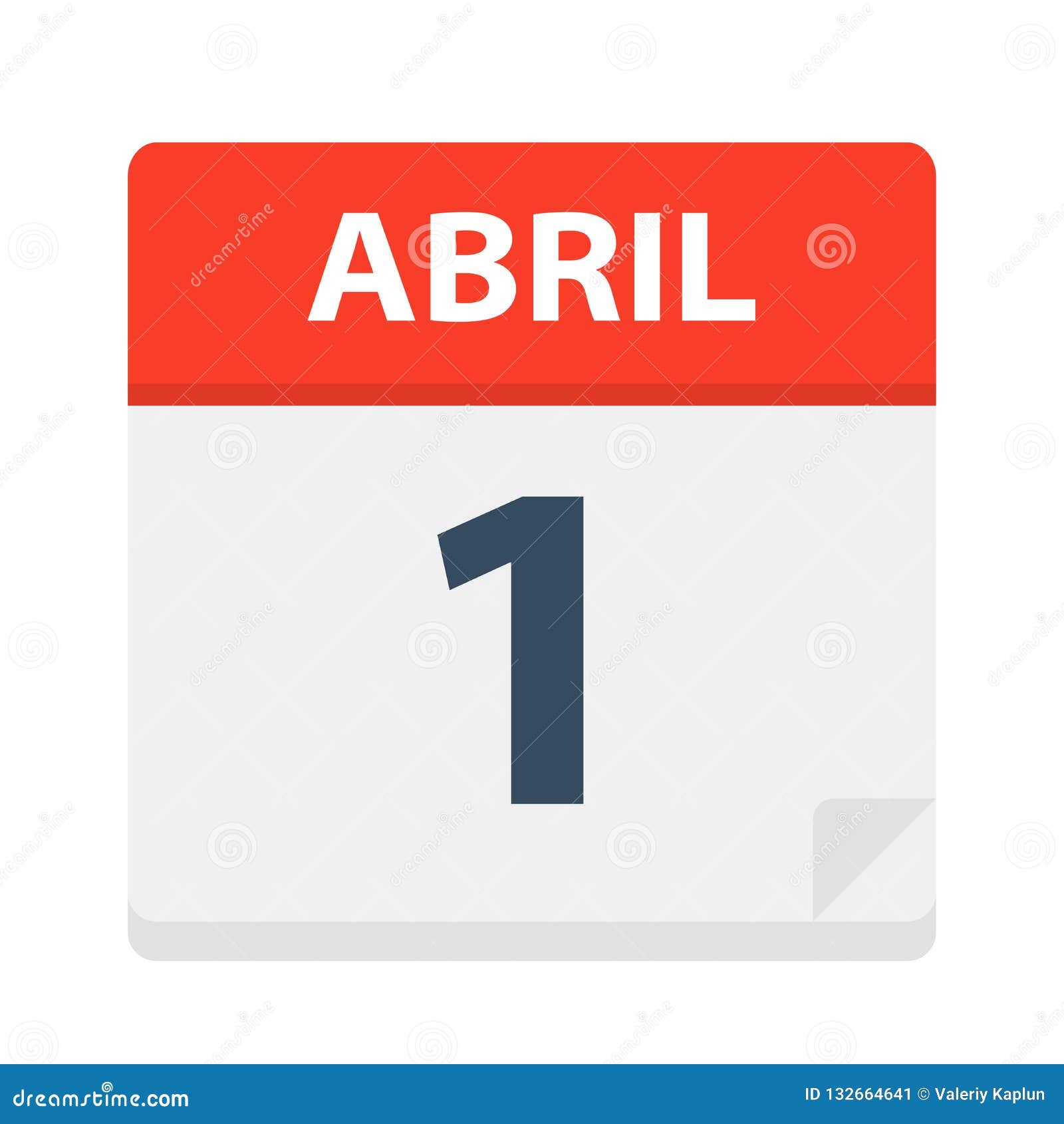 Abril 1 - Calendar Icon - April 1. Vector Illustration of Spanish ...