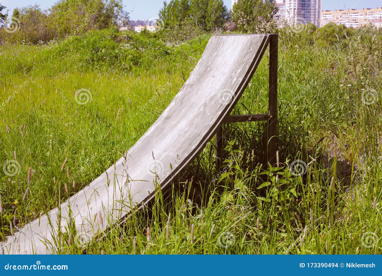 Abrupt Springboard in Grass Thickets Stock Photo - Image of board ...