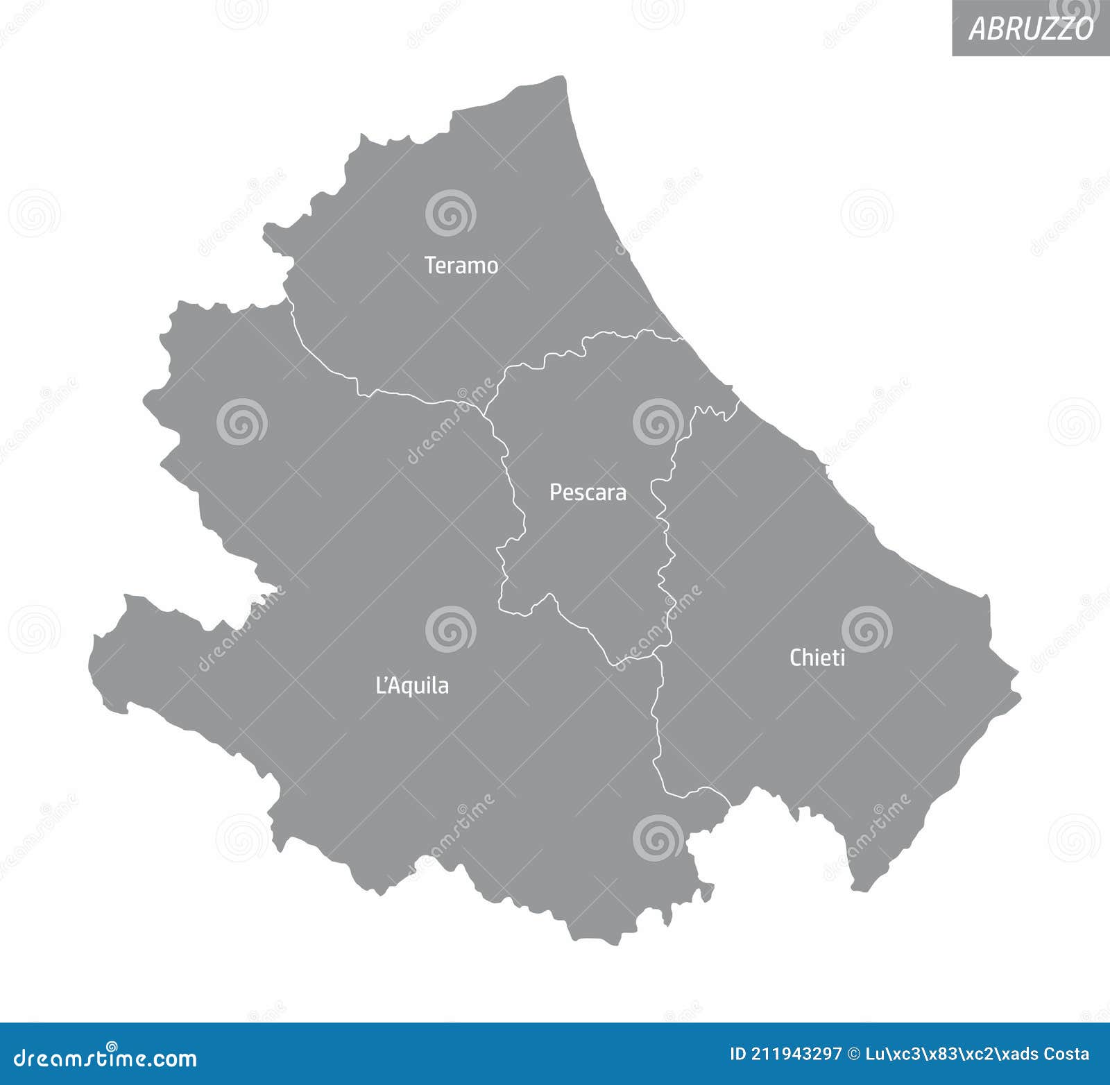 Abruzzo Administrative And Political Map With Flag Cartoon Vector ...
