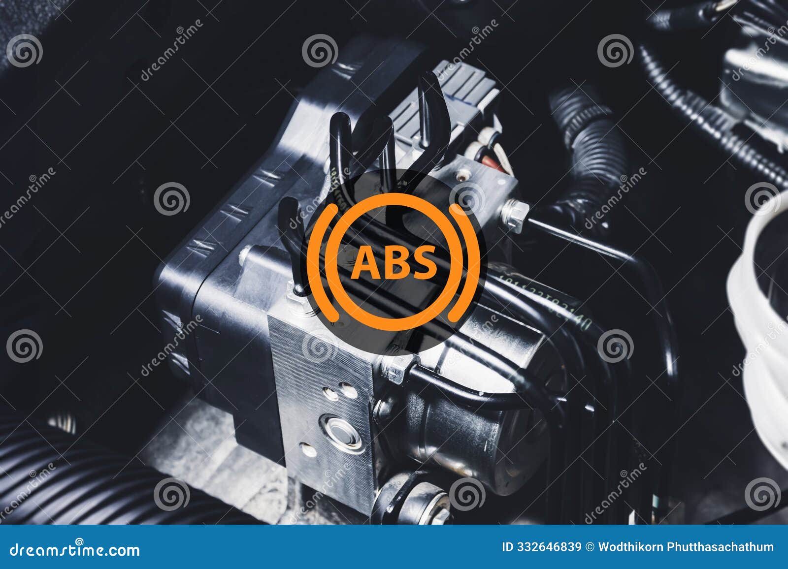 ABS Electronic Pump Module of Car Brake System with ABS Symbol Stock ...