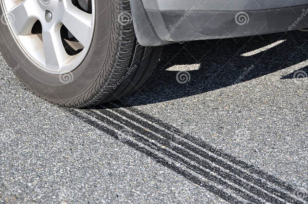 ABS Emergency Braking Tracks Stock Photo - Image of asphalt, pedestrian ...