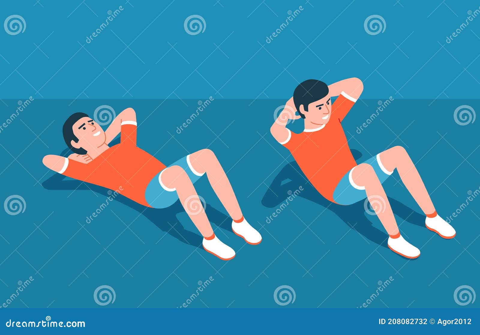 Abs Exercise - Crunch on the Floor. Stock Illustration - Illustration ...