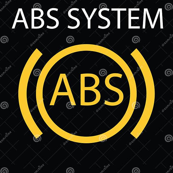 ABS System. Single Yellow Flat Icon on Black Background. Vector ...