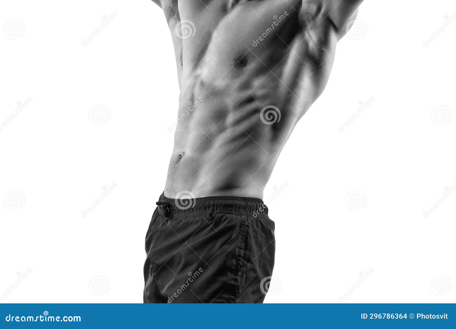Abs and Torso. Bodybuilder with Abs in Bodybuilding Pose Isolated on ...