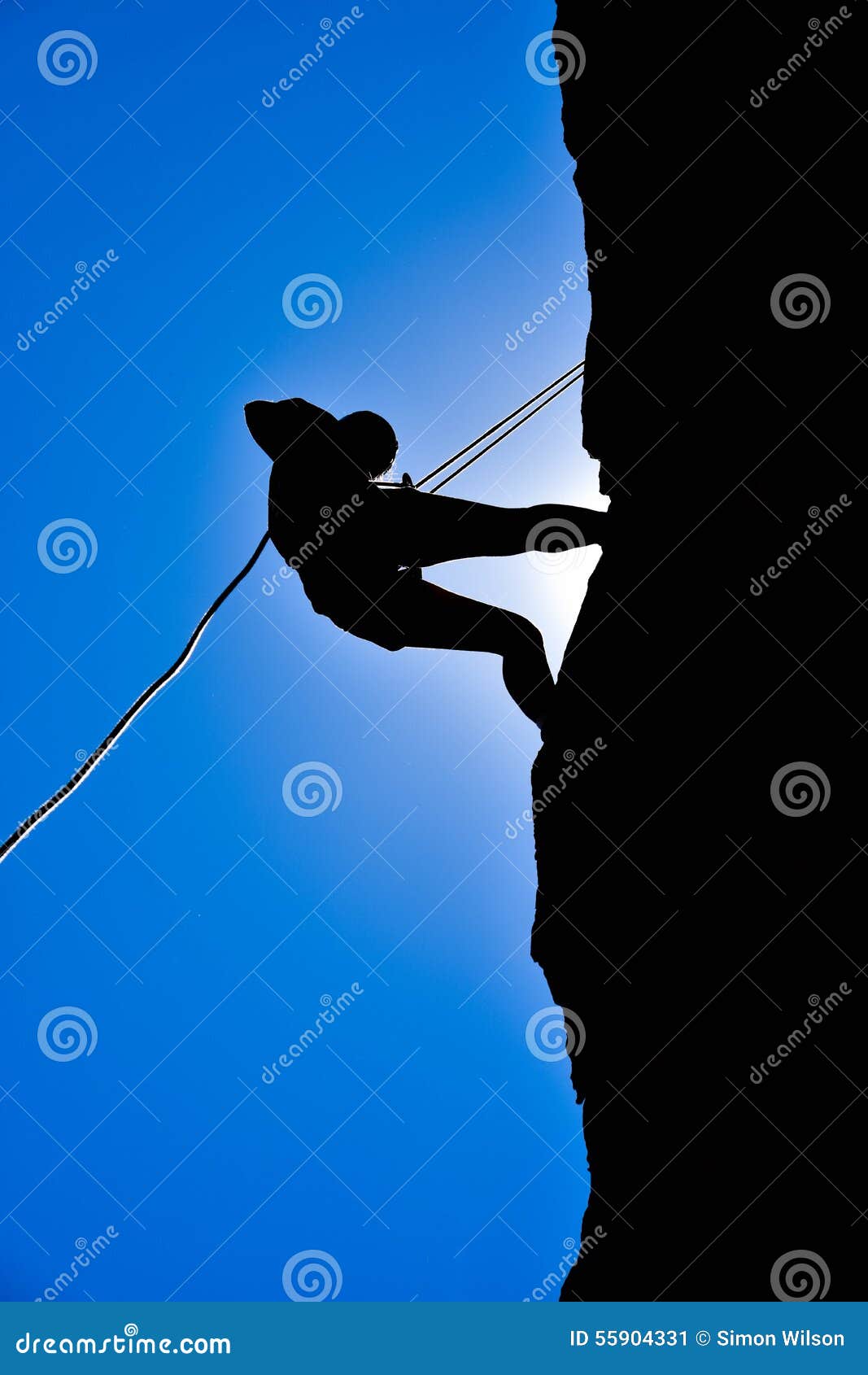Abseiler stock image. Image of silhouette, blue, abseiler - 55904331