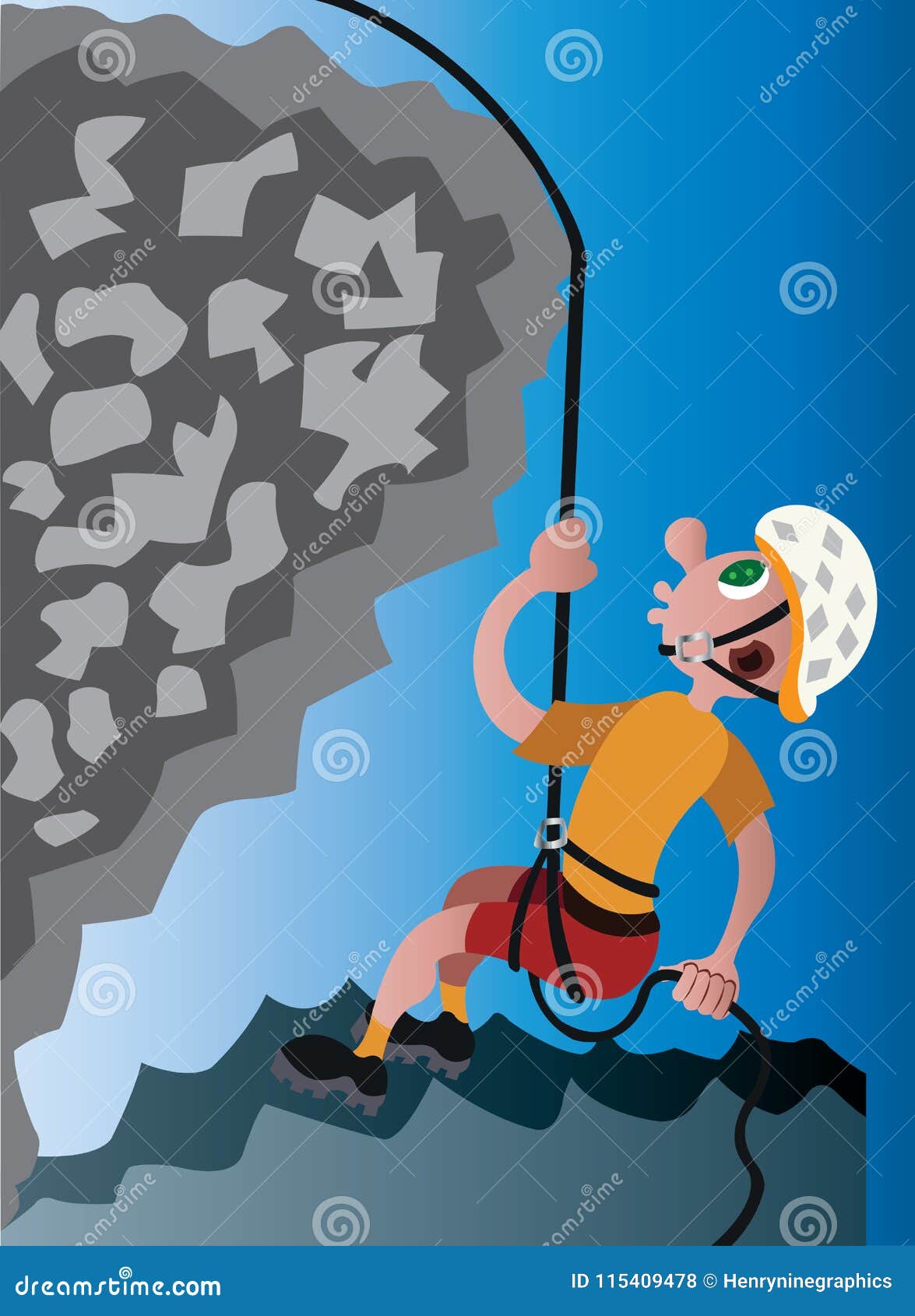 Abseiling on the mountains stock vector. Illustration of sports - 115409478