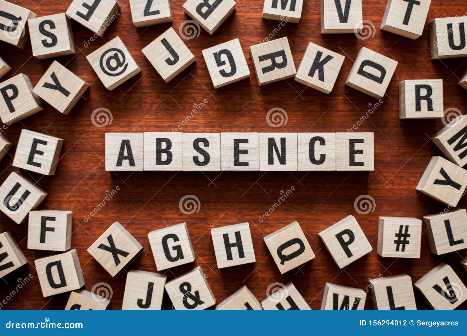 Absence Word on Building Block Stock Photo - Image of paid, absence ...